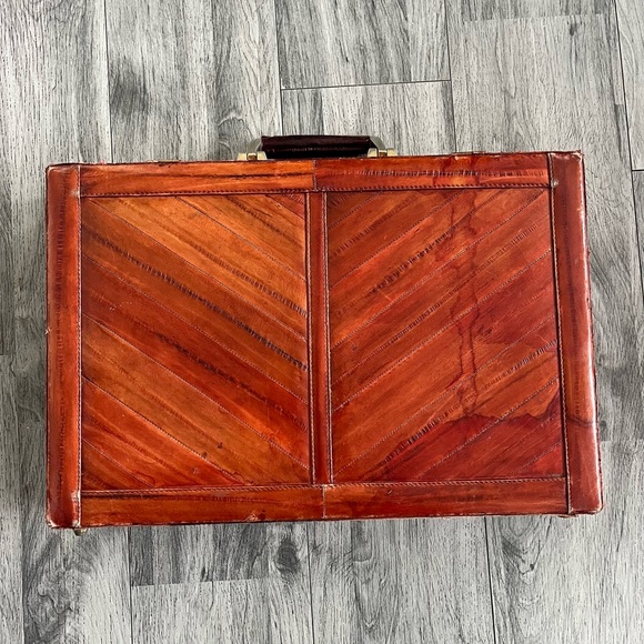 AIMET | Bags | Amiet Briefcase Brown Eel Skin Hard Side Combo Lock ...